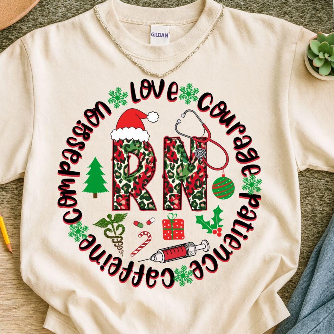 Christmas RN Nurse Png, RN Registered Nurse Png, Leopard Print RN ...