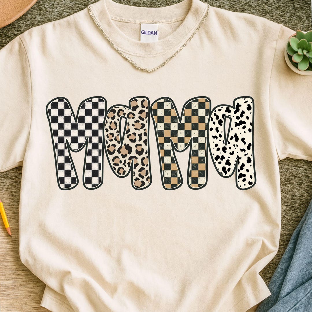 Retro Mama PNG, Leopard Print Mama Sublimation Design, Checkered Mama ...