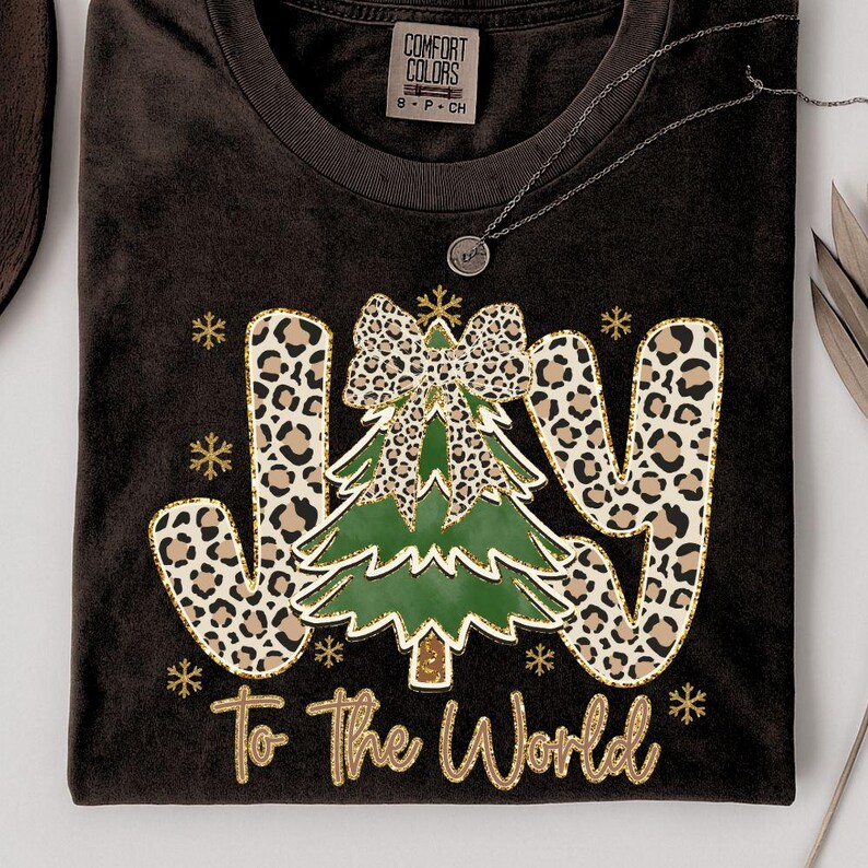 Joy to the World Leopard Print Christmas PNG, Leopard Christmas Tree ...