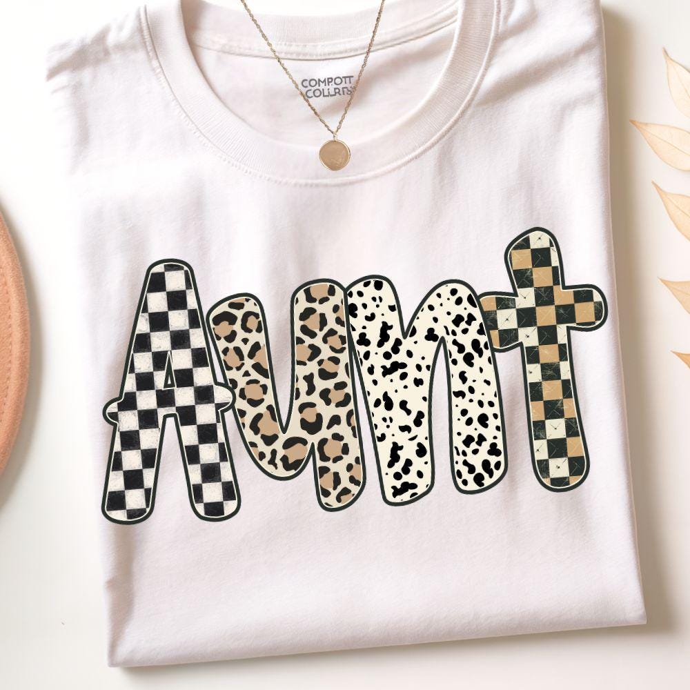 Aunt PNG Leopard Print Checkered Png, Retro Aunt Shirt Design, Auntie ...