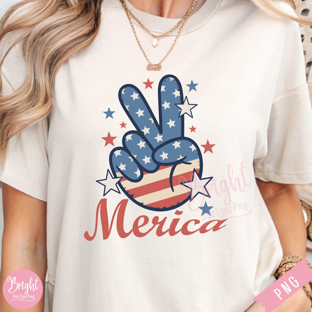 Vintage Patriotic Peace Hand Sign PNG, Peace Sign American Flag Png ...