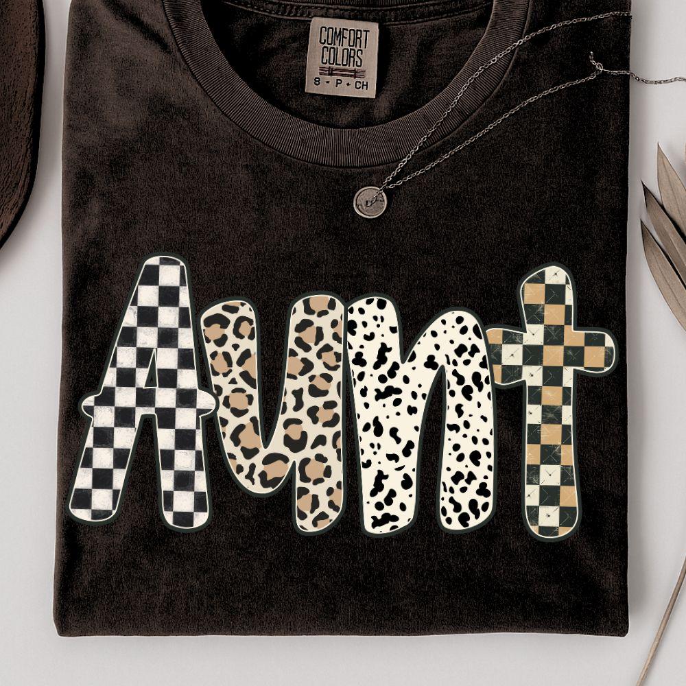 Aunt PNG Leopard Print Checkered Png, Retro Aunt Shirt Design, Auntie ...