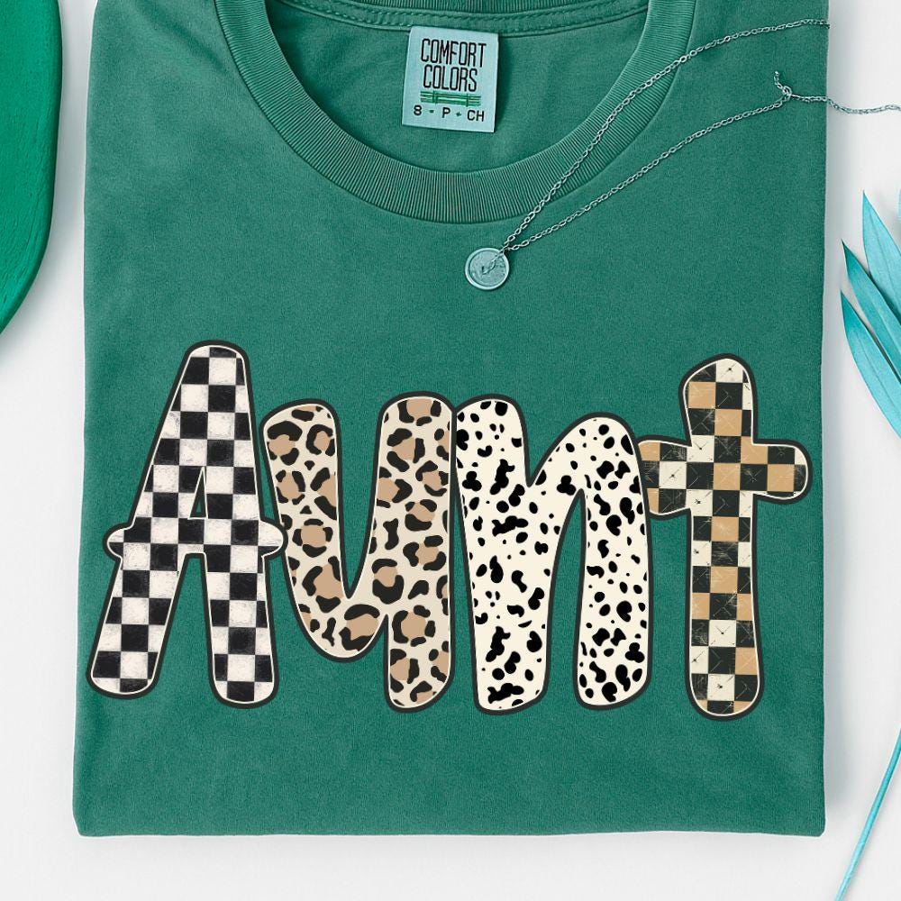 Aunt PNG Leopard Print Checkered Png, Retro Aunt Shirt Design, Auntie ...
