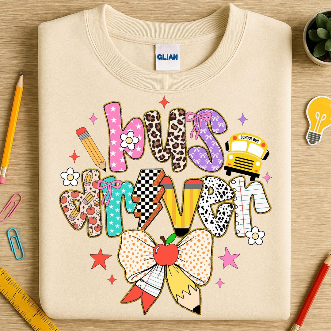 Bus Driver PNG, Coquette School Bus Driver Sublimation, Preppy Bus ...