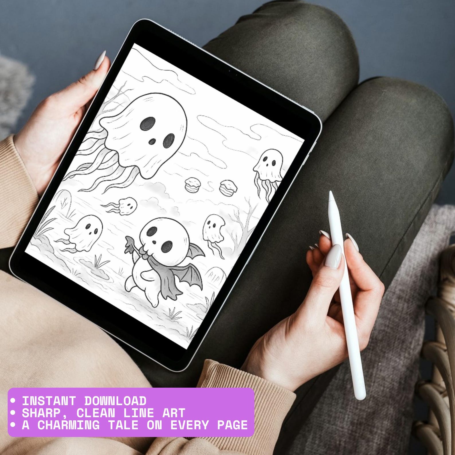 Creepy Spooky Vol.2 Coloring Pages for Kids and Adults, Cute Halloween ...