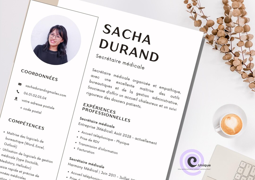 Modern French CV Template - Minimalist Professional CV - Downloadable ...