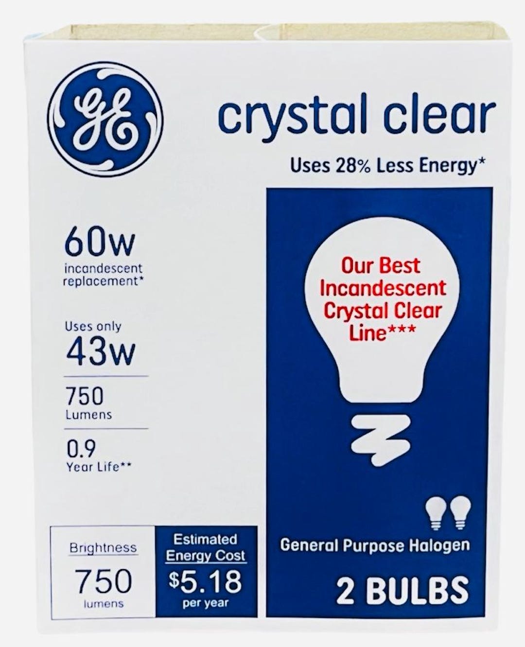 GE 60watt Crystal Clear Light Bulbs (1 PACK) Total 2 Light Bulbs - Etsy