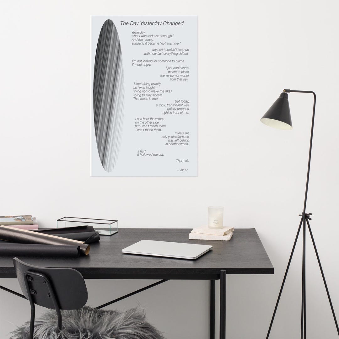 Minimalist Poem Wall Art | the Day Yesterday Changed | Emotional ...