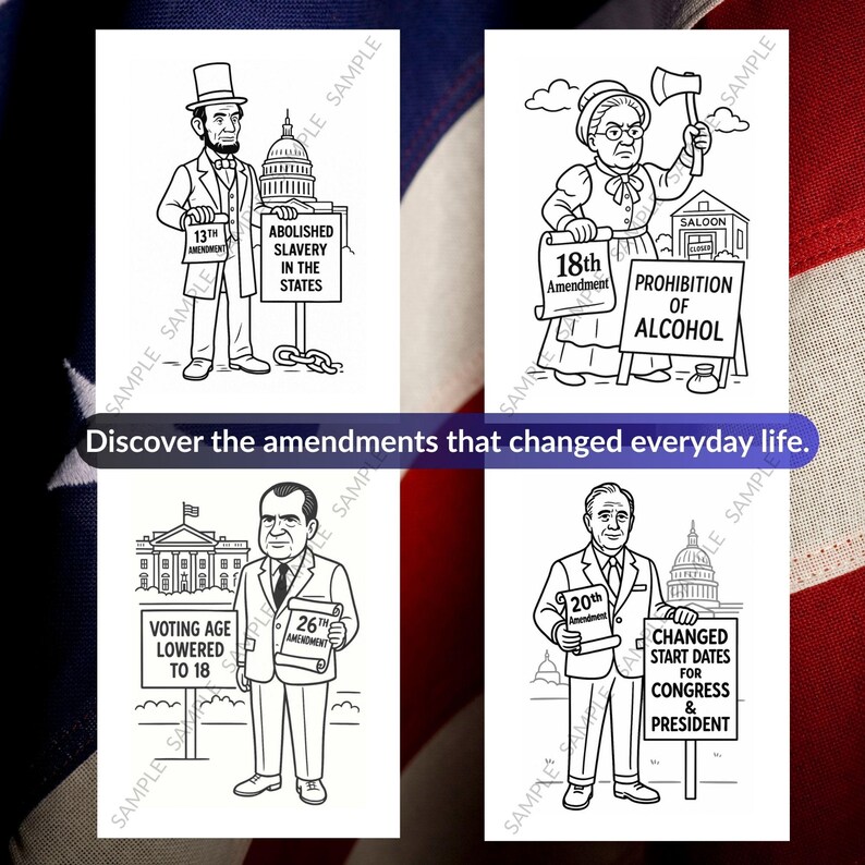U.S. Constitutional Amendments Coloring Book | All 27 Amendments ...