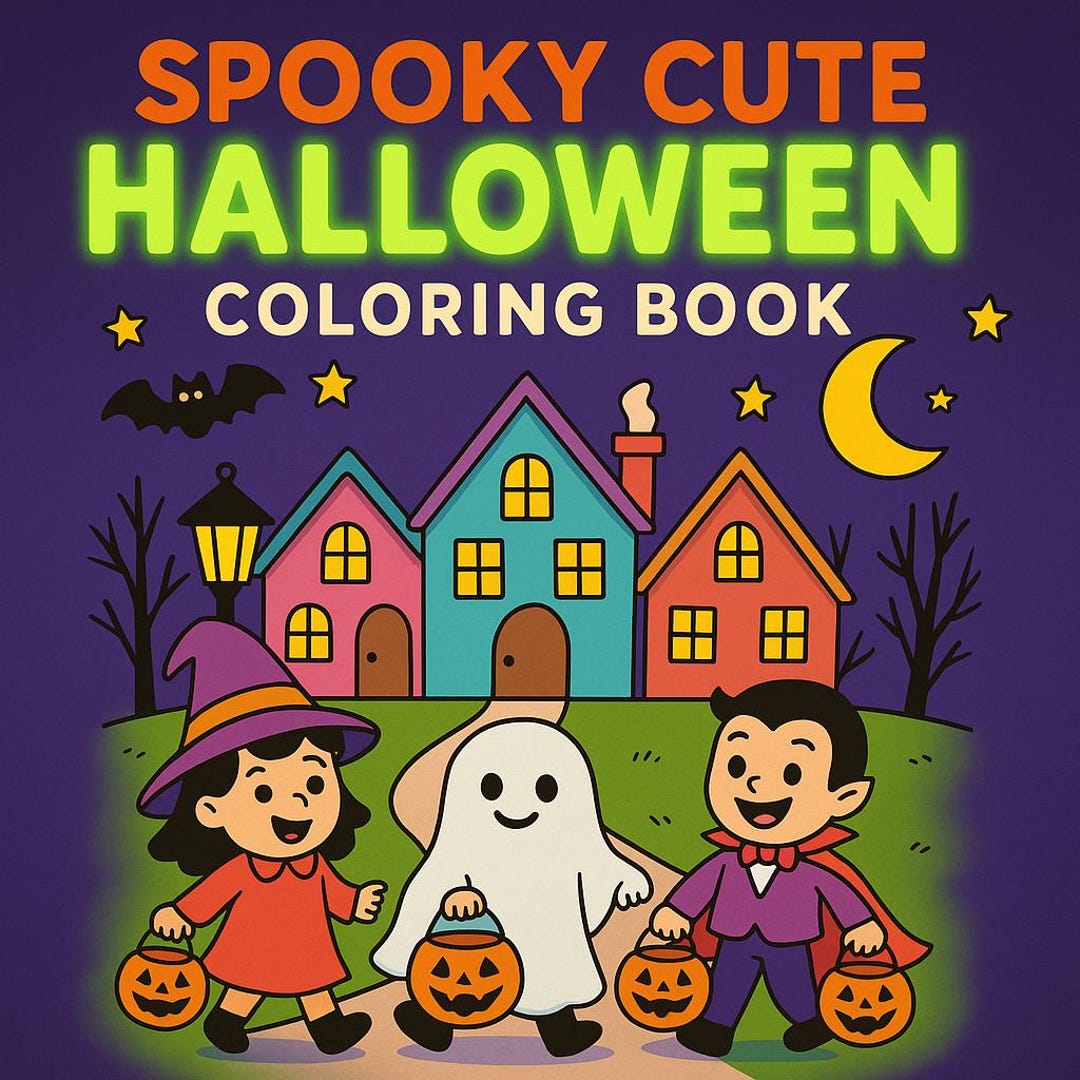 Spooky Cute Halloween Coloring Book | 20 Printable Pages | Ghosts ...