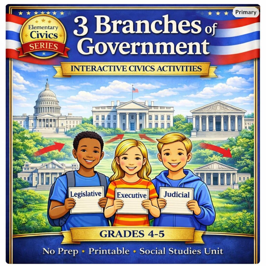 3 Branches of Government Civics Activities, Interactive Social Studies ...