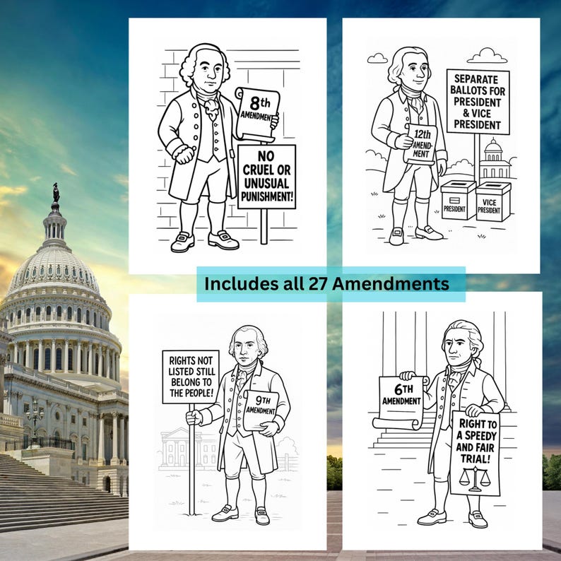 U.S. Constitutional Amendments Coloring Book | All 27 Amendments ...
