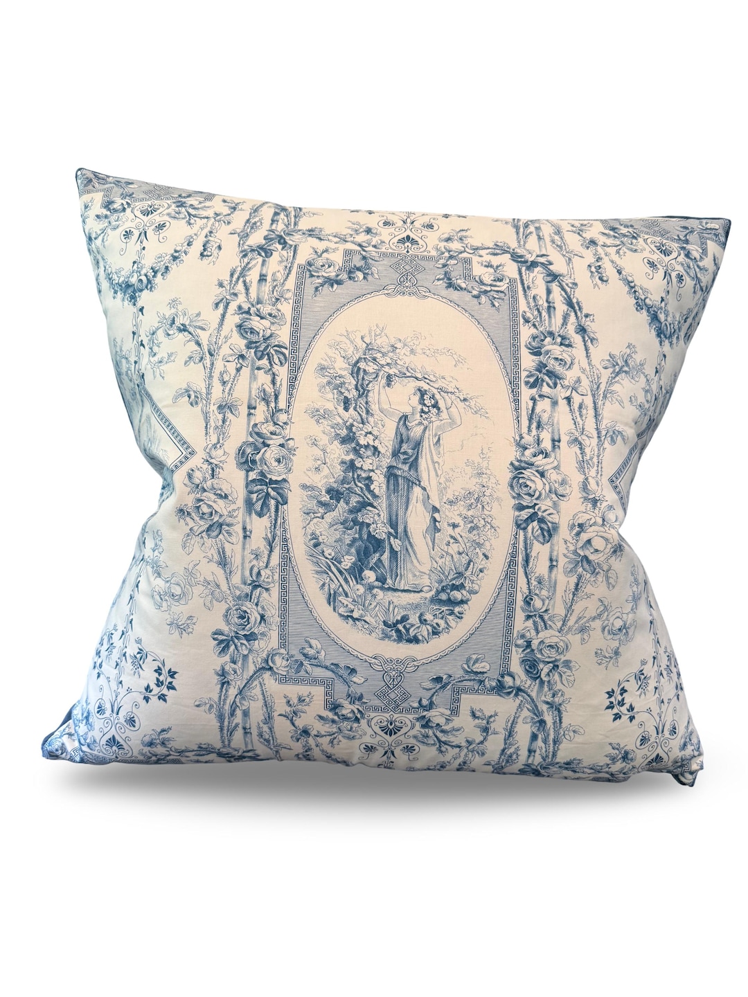 22" Square Pillow Made With Vintage Le Manach Le Boudoir Bleu Pattern ...