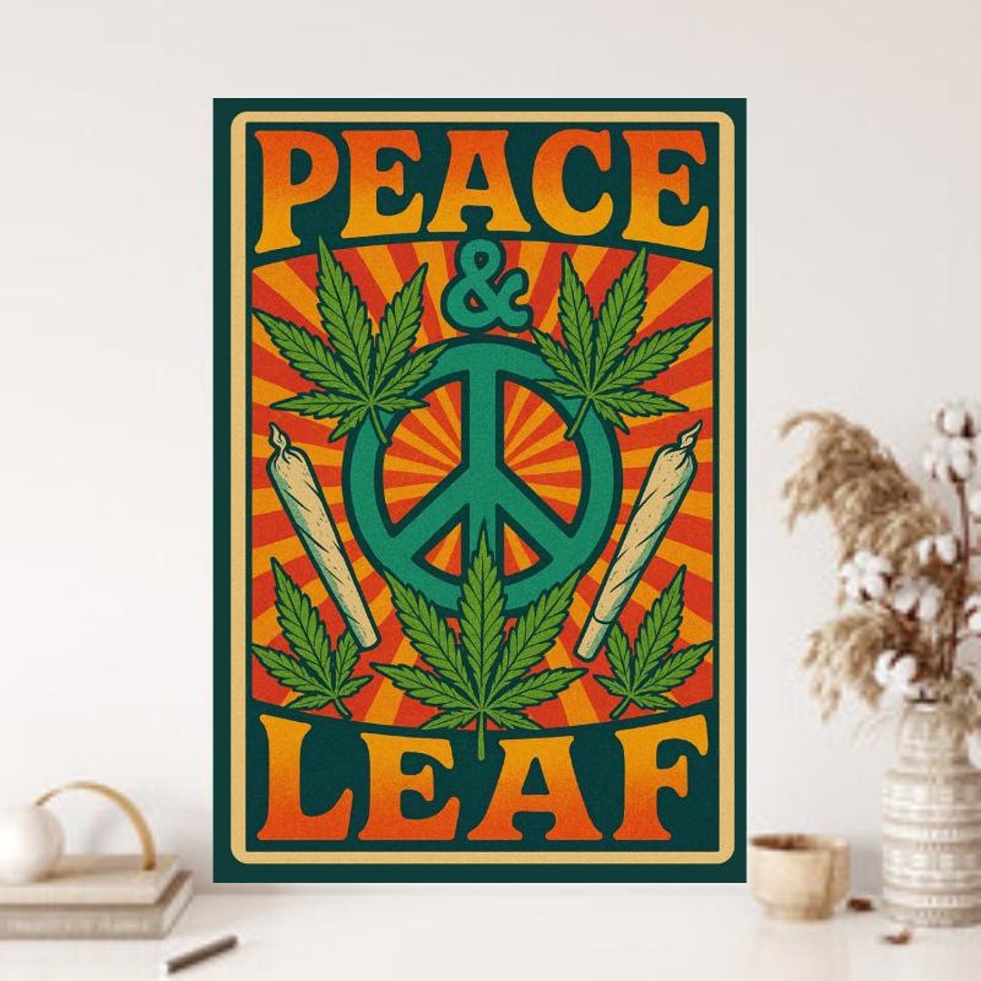 Retro Weed Poster PNG - 70s Vintage Stoner Art - Psychedelic Weed Print ...