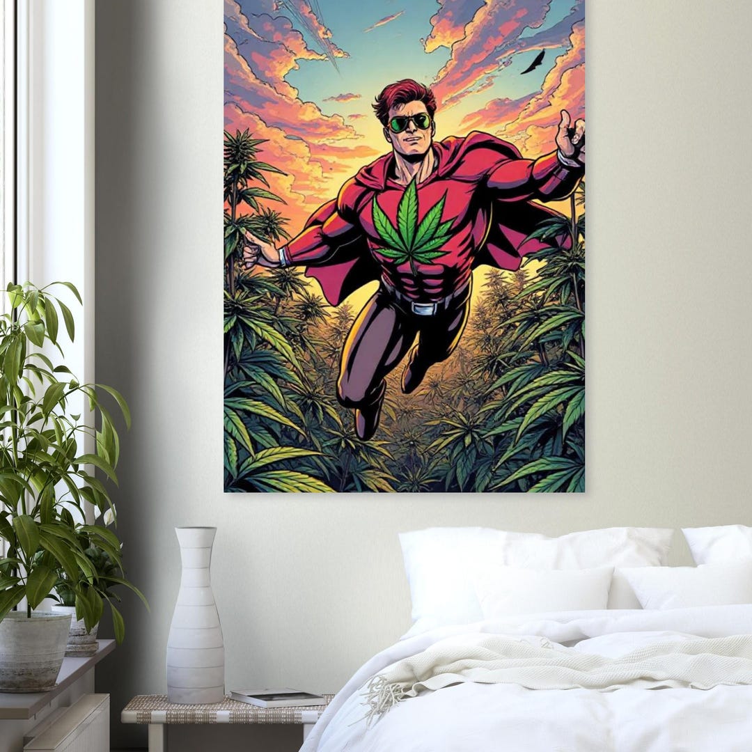 Superhero Weed Poster | Comic Style Wall Art for Stoners | Cannabis ...