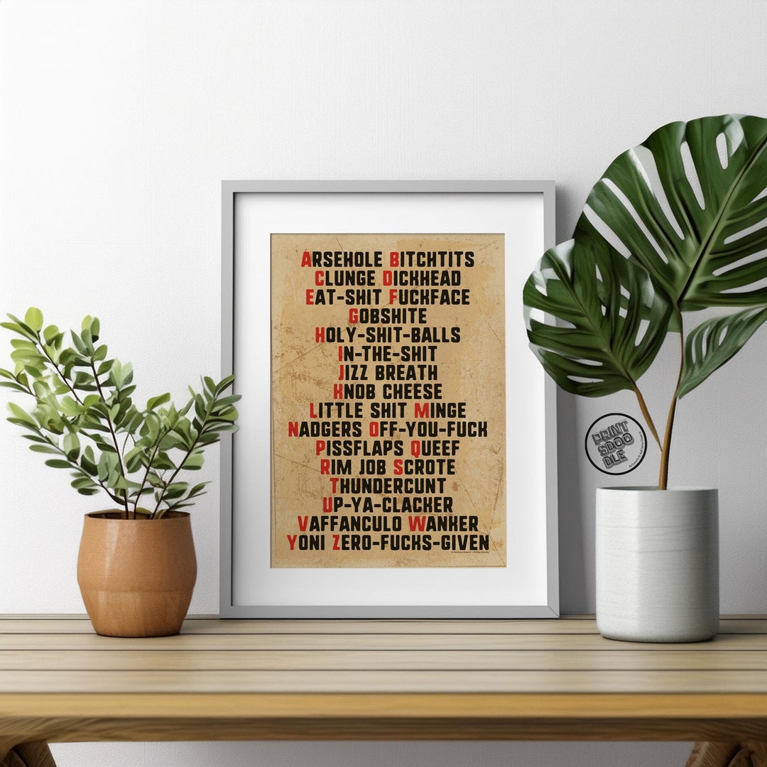 Fucking Phonetic Alphabet A4 Poster, Swear Words Poster, Rude Wall Art ...
