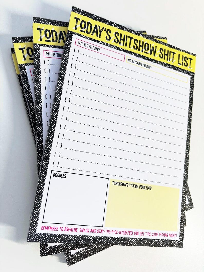 Funny "shitshow Shit" List Notepad: A5 To-do List Pad, Secret Santa ...