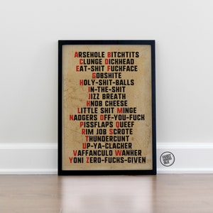 Fucking Phonetic Alphabet Poster, Swearing Poster, Unframed Print, A4 ...
