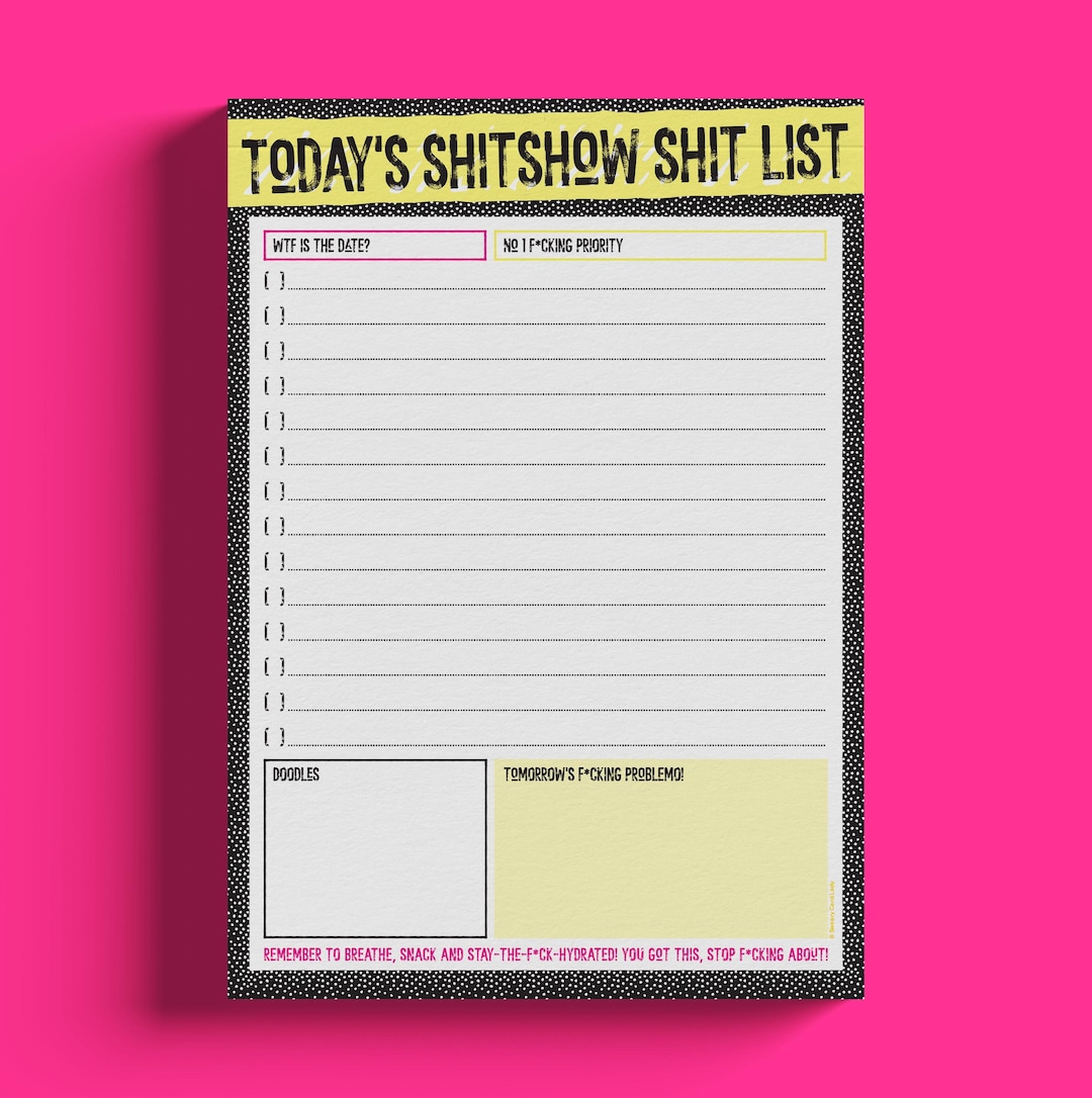 Funny "shitshow Shit" List Notepad: A5 To-do List Pad, Secret Santa ...