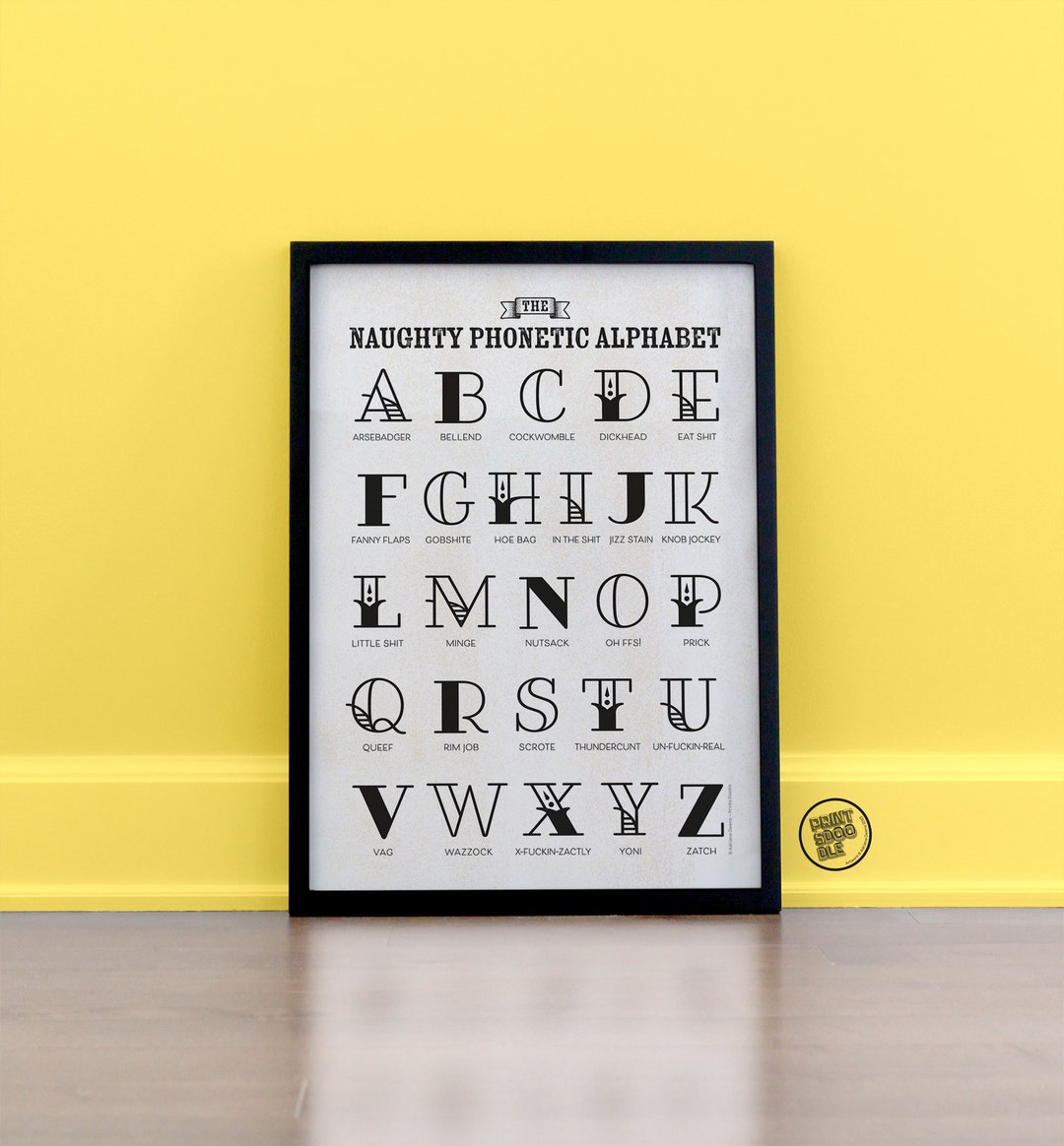 Naughty Phonetic Alphabet A4 Poster, Swear Words Poster, Rude Wall Art ...