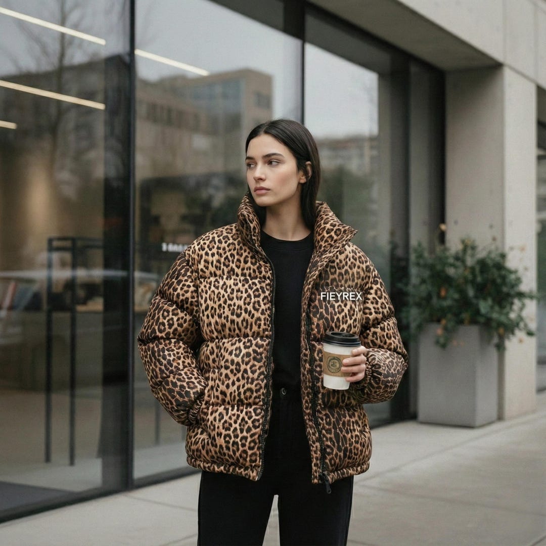 Leopard Snake Print Puffer Jacket, Y2K Streetwear Bubble Coat - Etsy