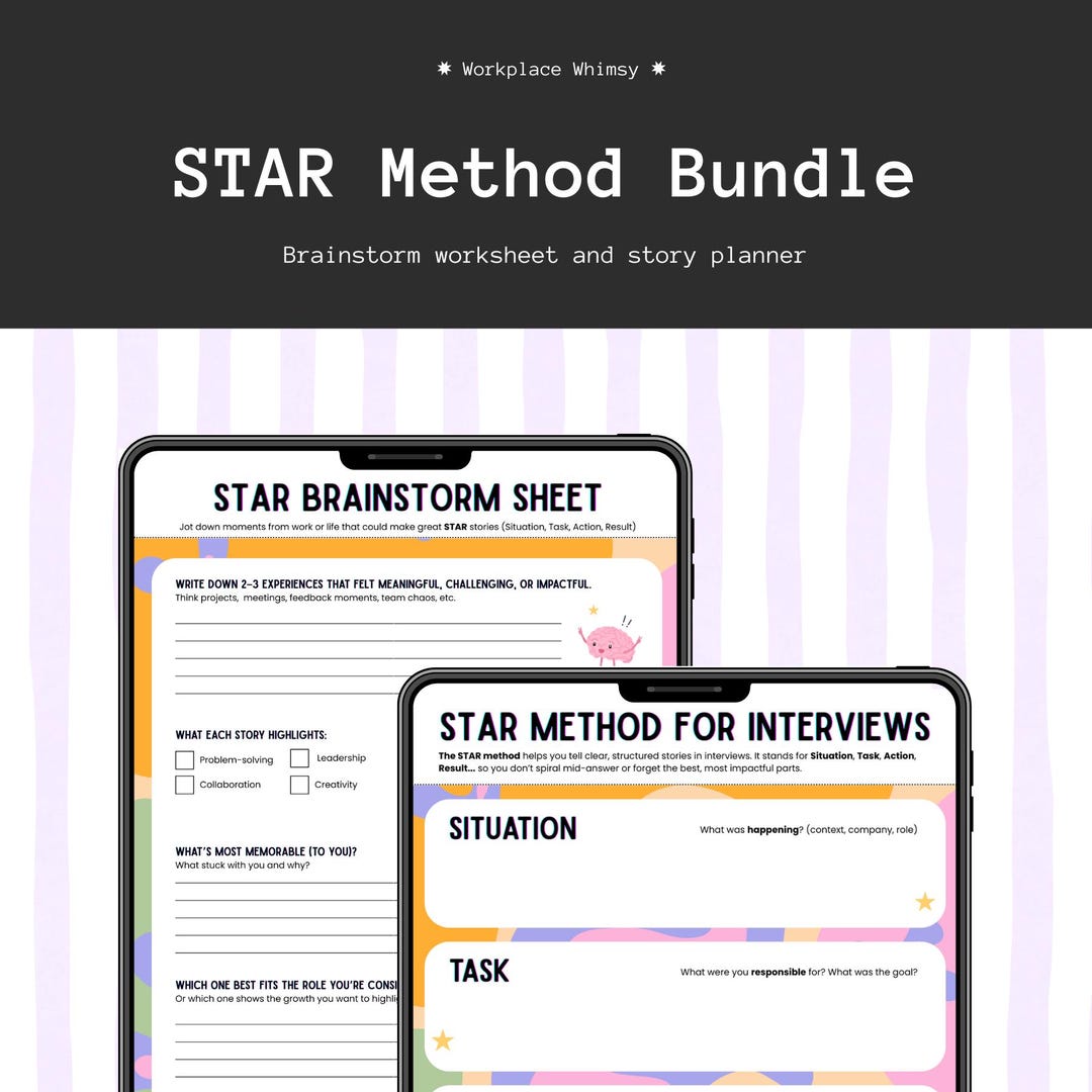 STAR Interview Toolkit 2-page Printable Bundle Story Planner ...