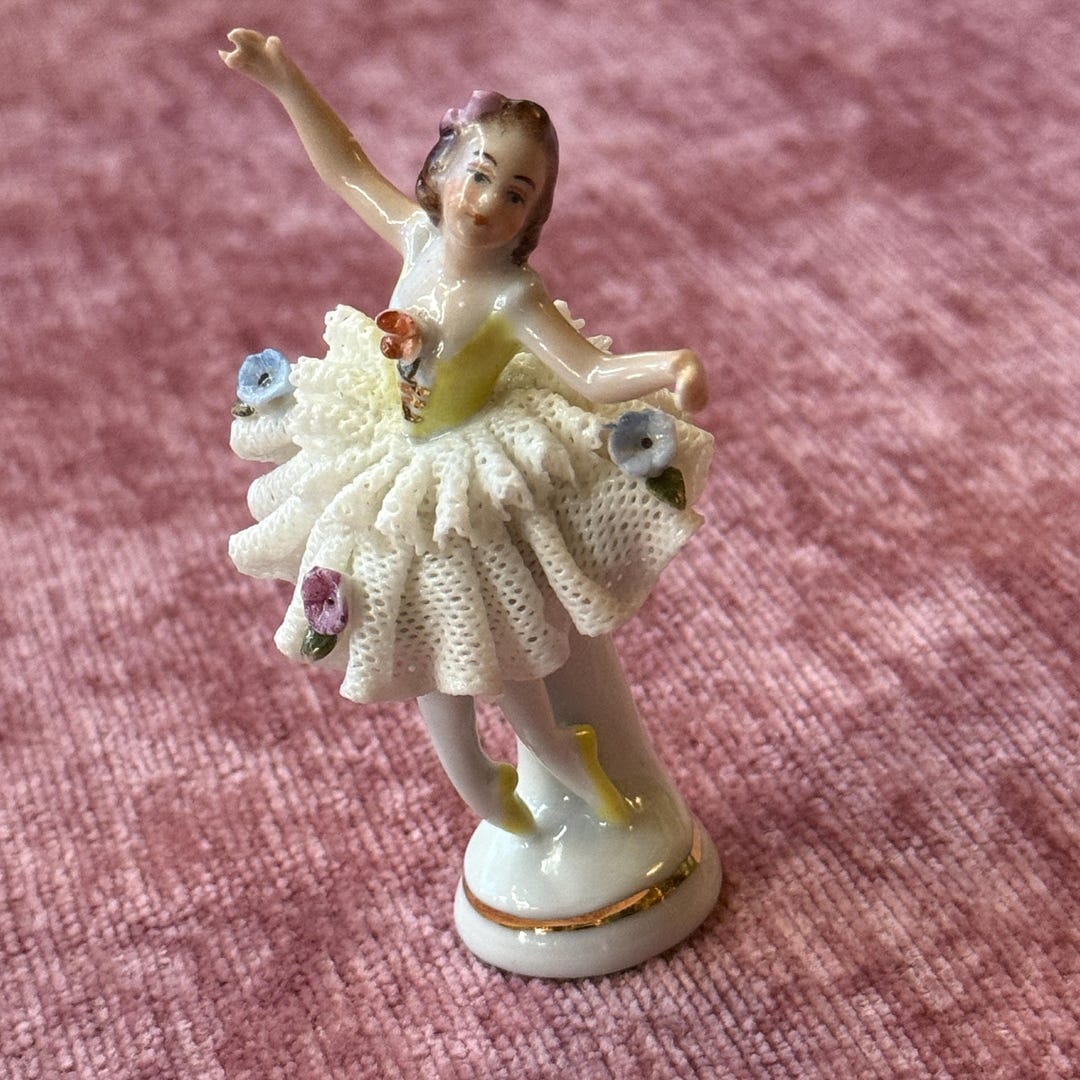 Vintage German Porcelain Ballerina Figurine HJS Germany Lace Skirt ...