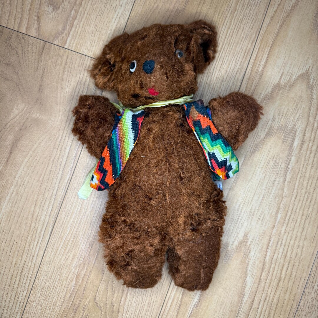 Vintage Columbia Toy Teddy Bear: Handwritten “SAM” Tag Music Box Plush ...