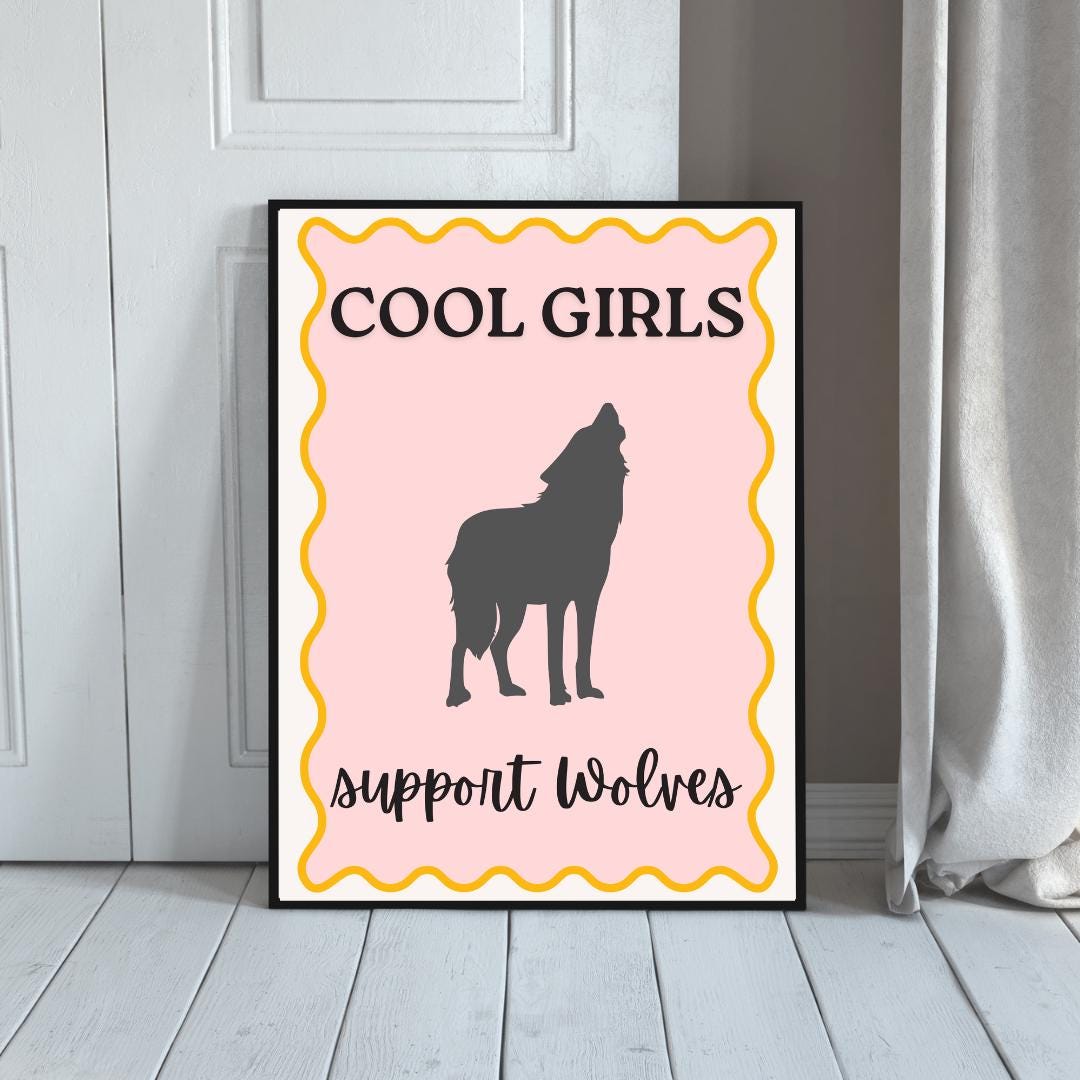 Cool Girls Support Wolves Printable Wall Art | Football Fan Gift | Wolf ...