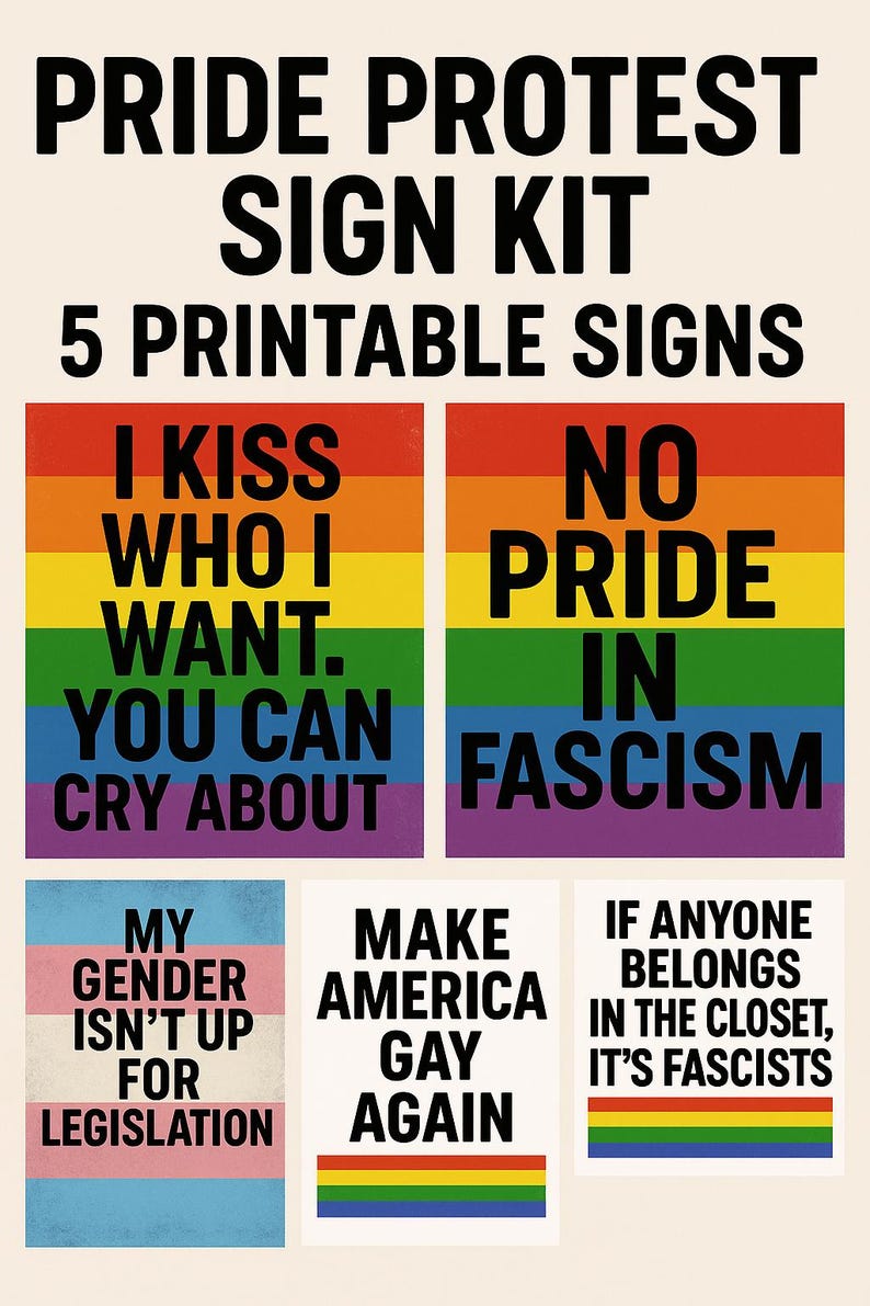 Pride Protest Sign Kit | 4 LGBTQ+ Printable Posters | No Pride in ...