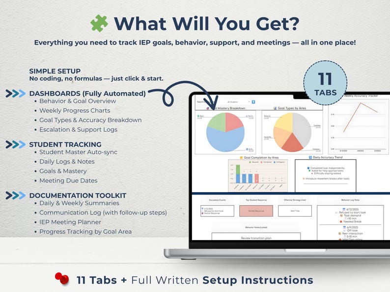 IEP Dashboard Google Sheet | Special Education Data Tracker, SPED Goal ...