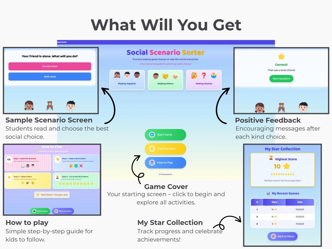 Digital Social Skills Game: Kindness & SEL Scenarios (prek-grade 3 ...