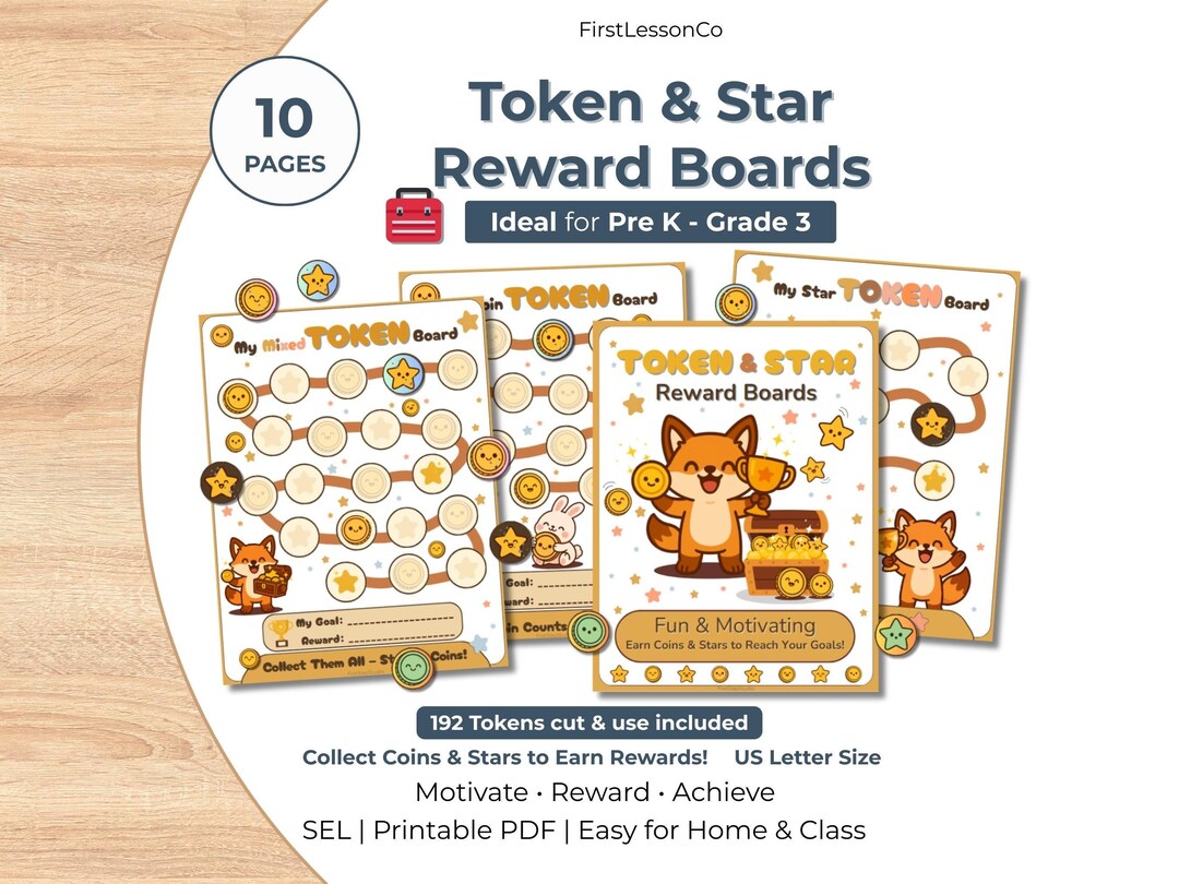Token and Star Animal Theme Reward Chart : Classroom & Home Behavior ...