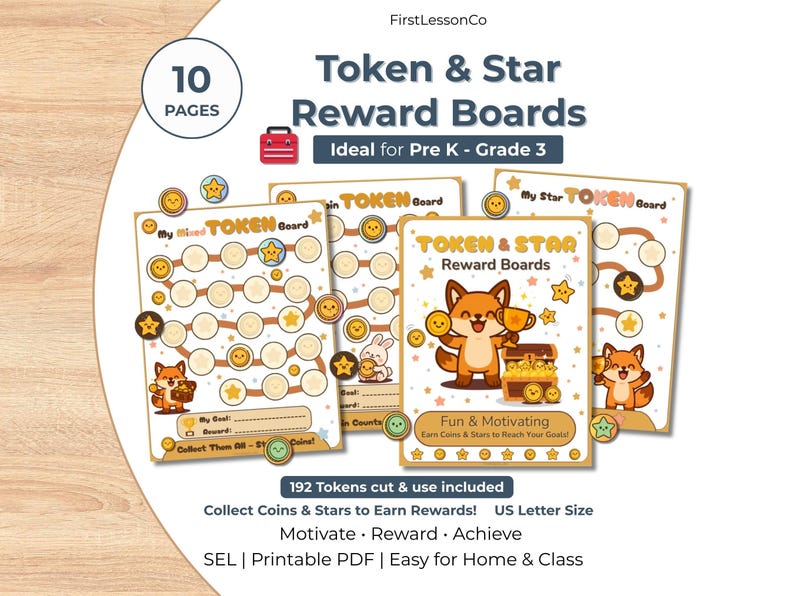 Token and Star Animal Theme Reward Chart : Classroom & Home Behavior ...