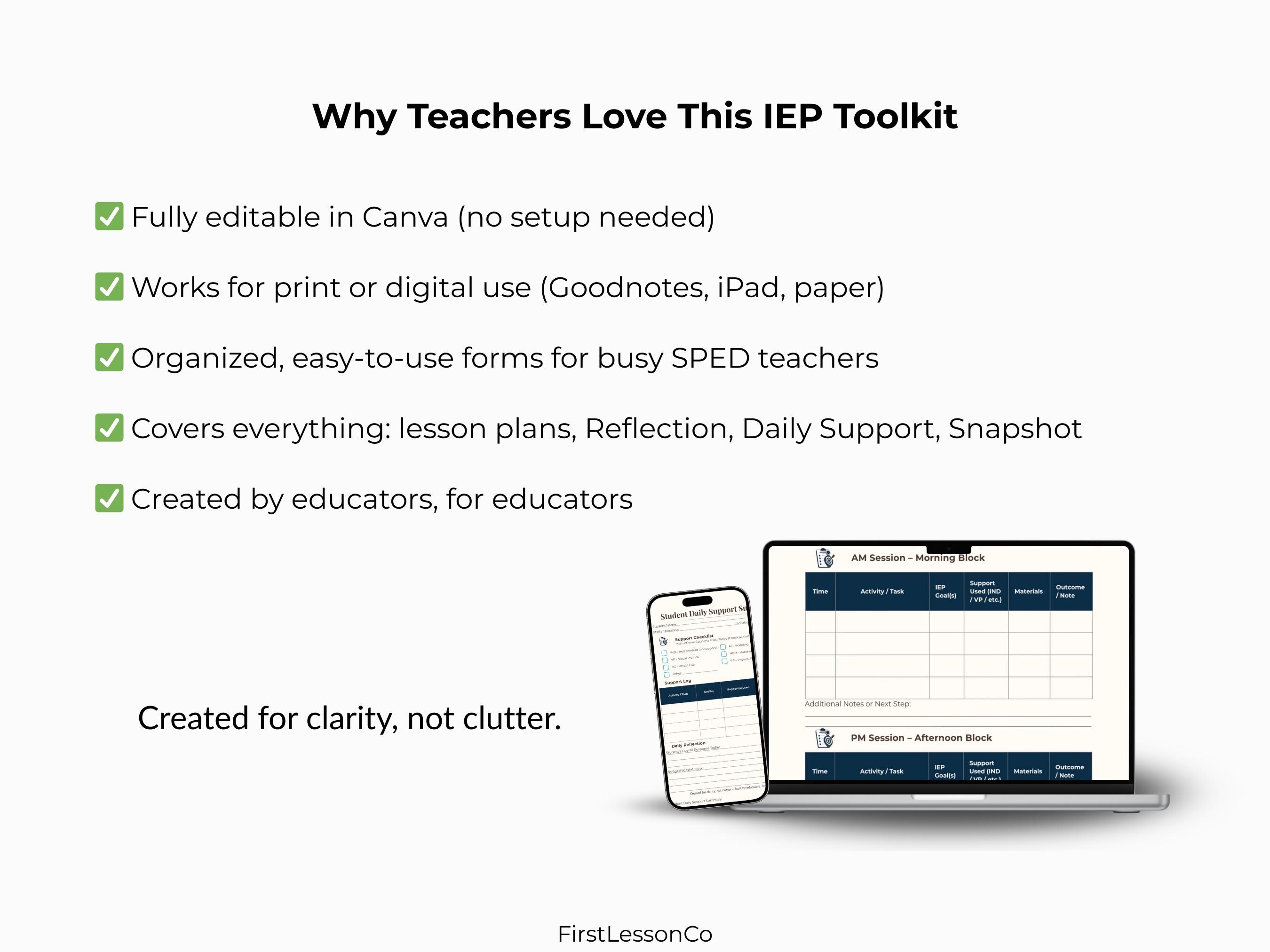 Daily IEP Plan Templates: Editable SPED Forms (printable PDF) - Etsy