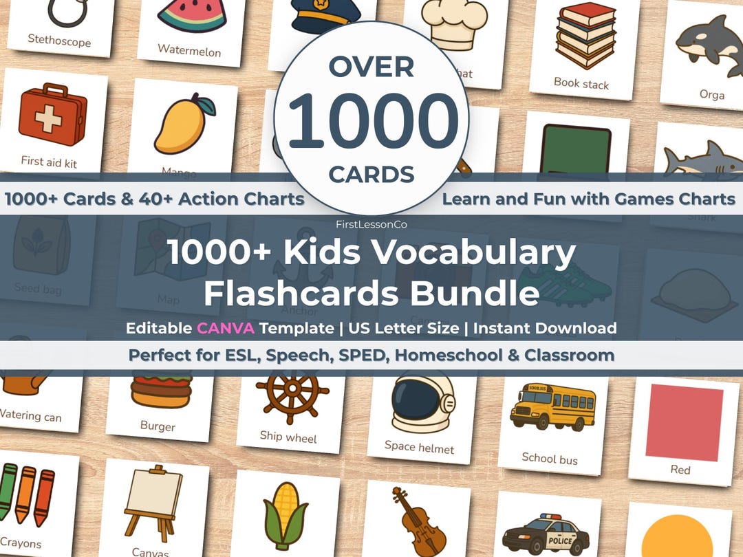 1000+ Vocabulary Flashcards for Kids: ESL, Classroom, Homeschool ...