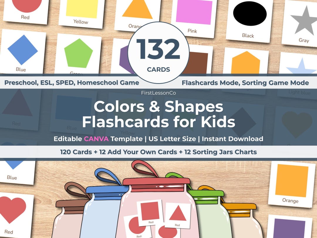 Colors & Shapes Flashcards: ESL, SPED, Homeschool Sorting Game ...