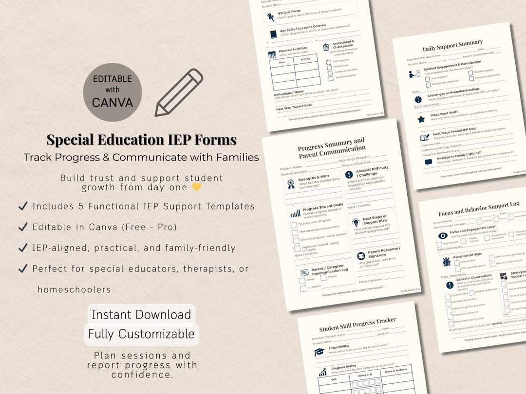 Special Education IEP Forms | Editable Canva Templates for SPED ...