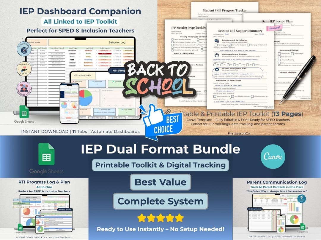 IEP Dual Format Bundle – Printable & Google Sheets Tracking Data Logs ...