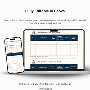Daily IEP Plan Templates: Editable SPED Forms (printable PDF) - Etsy