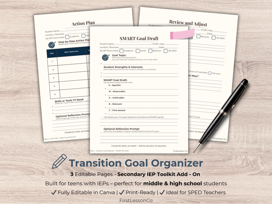 IEP Goal Planner for Teens: Editable Canva Template (PDF Downloadable ...