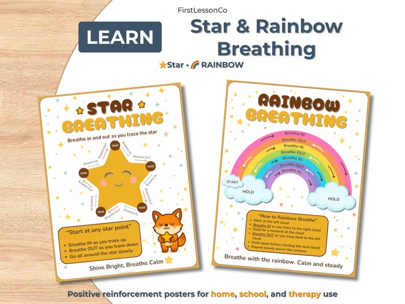 Mindfulness Breathing Posters for Kids: Calm Down Corner, Classroom ...