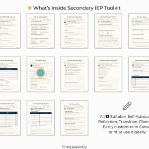 Secondary IEP Toolkit for Teens – 13 Editable Canva Pages | Self ...
