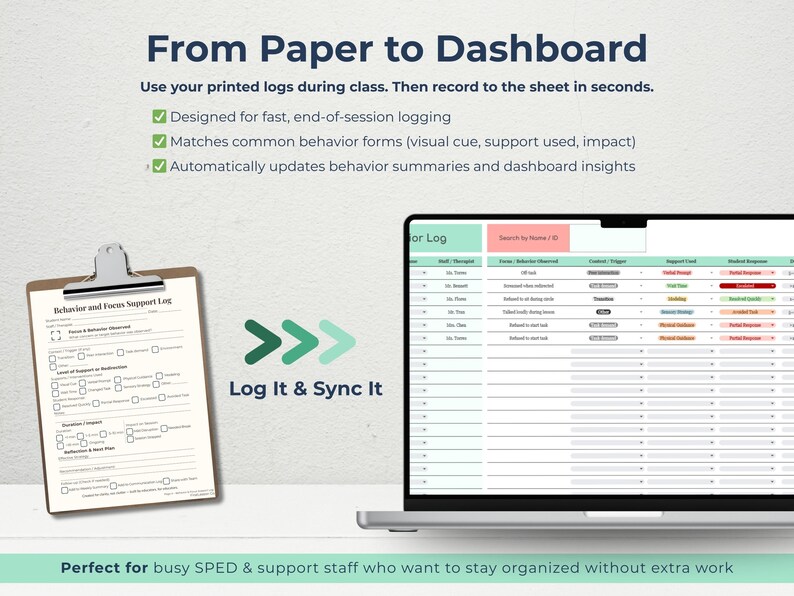 IEP Dashboard: SPED Google Sheets Log - Student Goal Tracker, Behavior ...