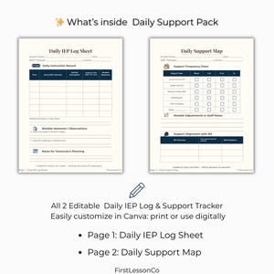 Editable Daily IEP Log: Special Education Support Tracker (printable ...