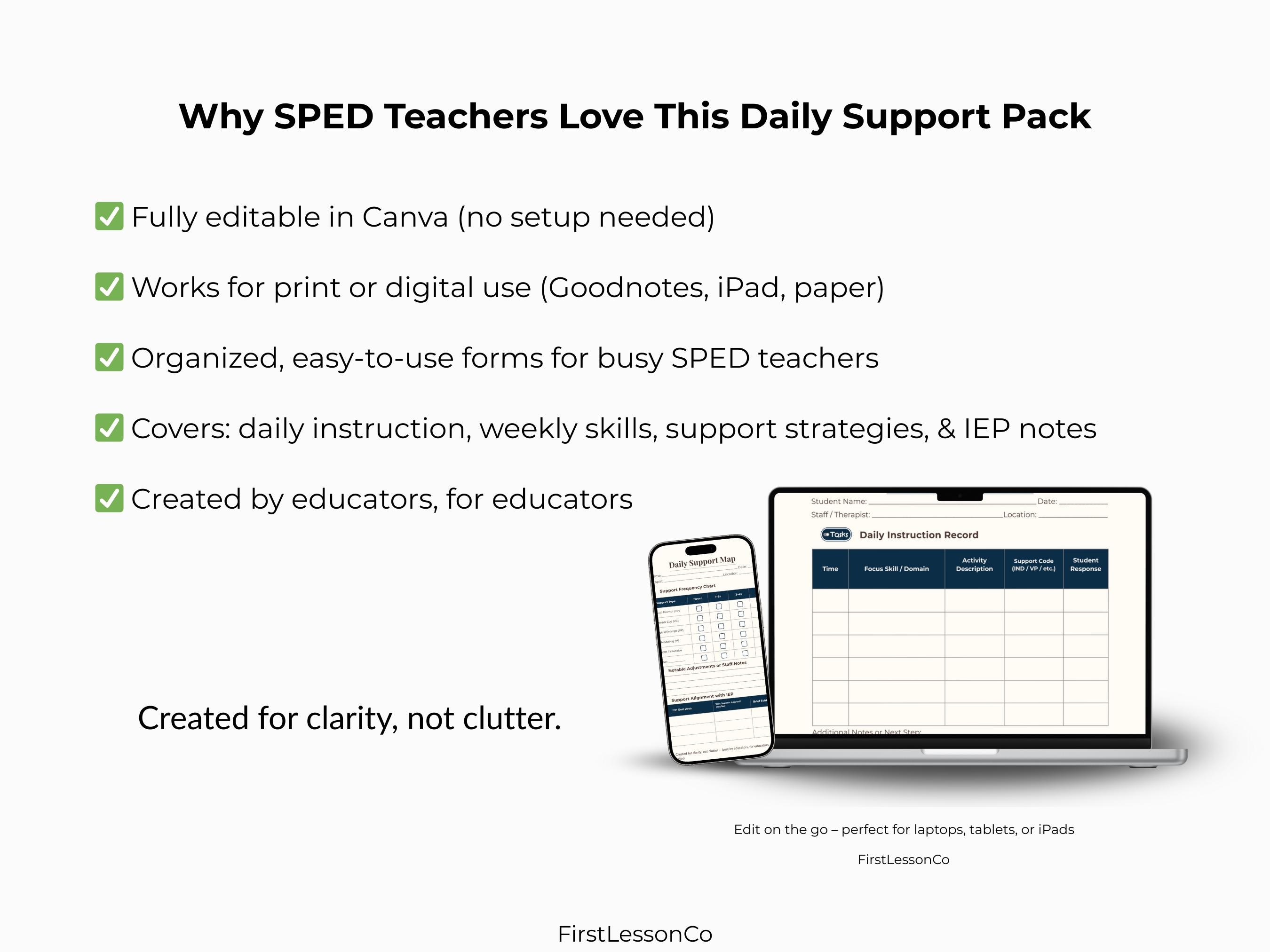 Editable Daily IEP Log: Special Education Support Tracker (printable ...