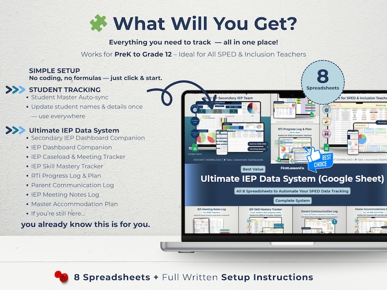 IEP Data System Google Sheets Bundle: SPED Prek-12 Tracker (digital ...