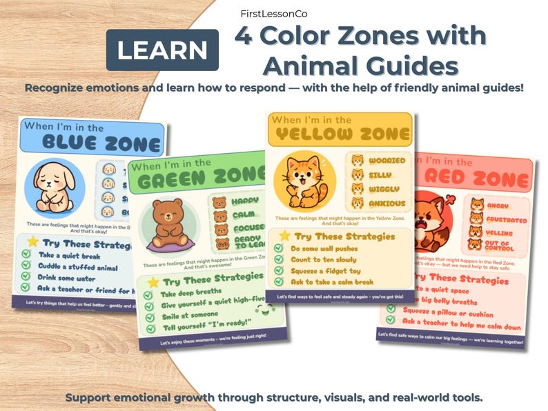 Zones of Regulation Toolkit: SEL SPED Visuals, Emotion Chart, Calming ...
