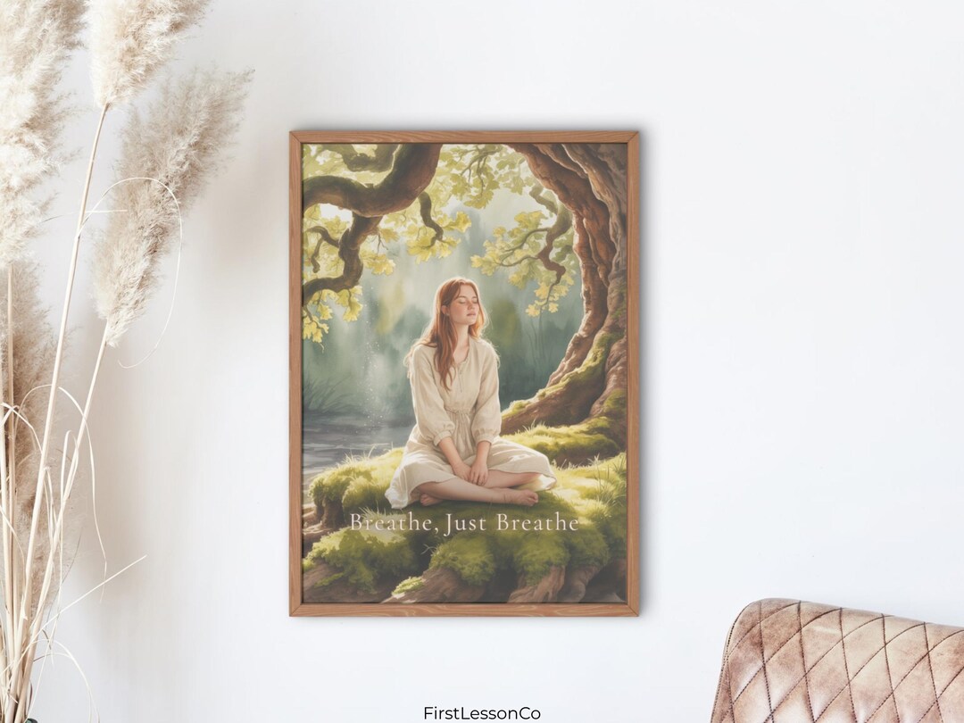 Mindful Forest Meditation Wall Art | Breathe Just Breathe Printable ...