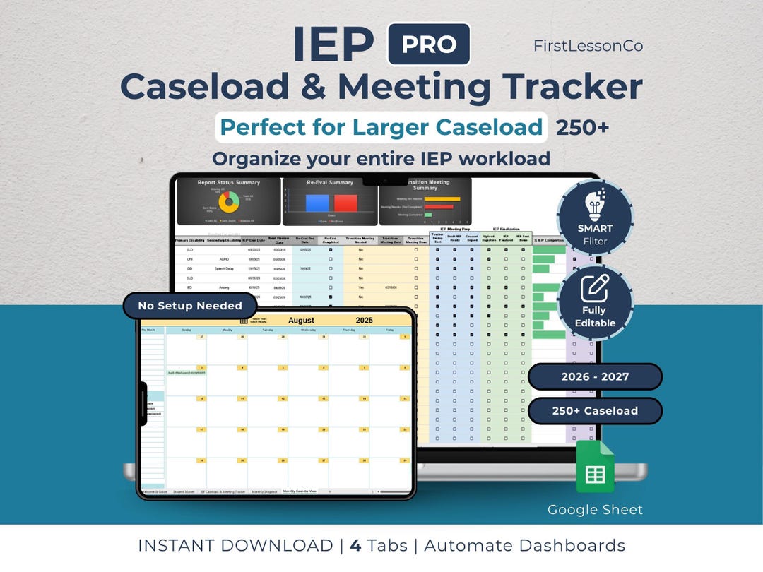 IEP Caseload Tracker PRO for Special Education | Google Sheets SPED ...
